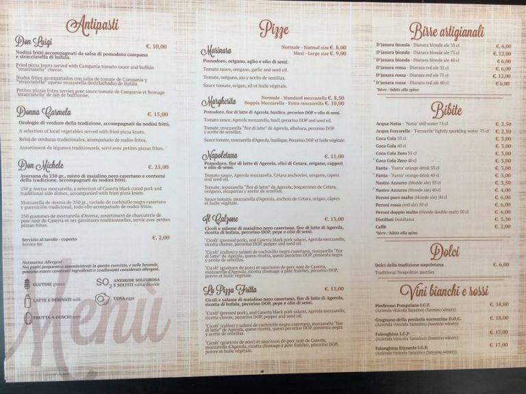 Pizzeria da Michele Milano: Prezzi e Menu